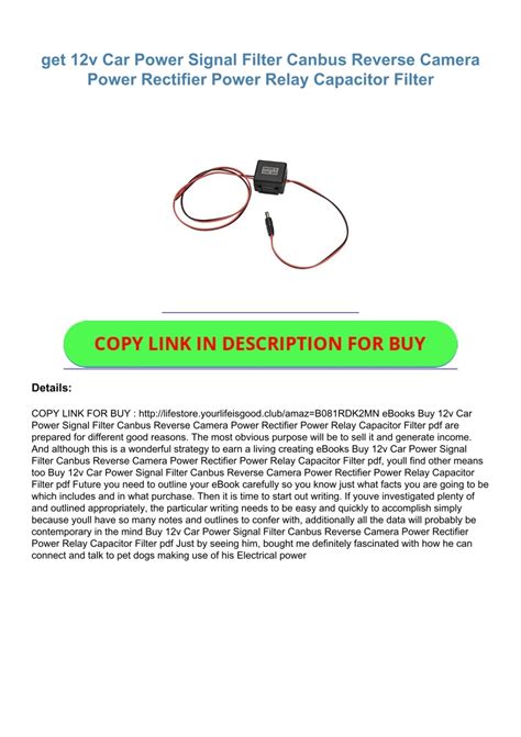 Get 12v Car Power Signal Filter Canbus Reverse Camera Power Rectifier Power Relay Capacitor Filter