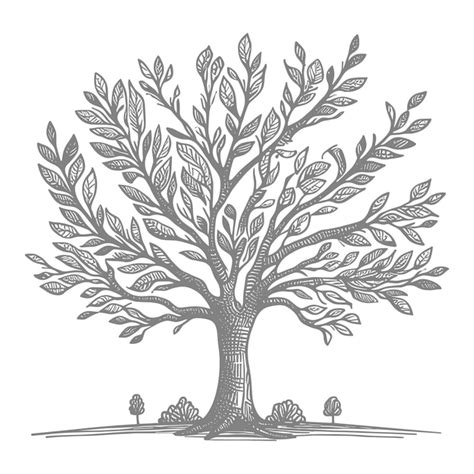 Esbozo Ilustración Vectorial De árbol Dibujada A Mano Vector Premium