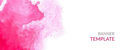 Watercolor Horizontal Banner Abstract Headers With Pink Blots