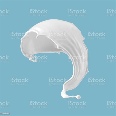 파란색 배경에 격리 된 3d 렌더링 우유 스플래시 흰색 페인트 튀는 액체 웨이브 클립 아트 크림 유가공 식품에 대한 스톡 사진