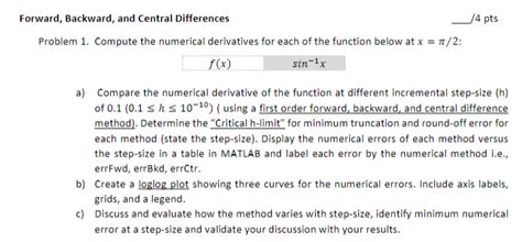 Solved Forward Backward And Central Differences 4 Pts