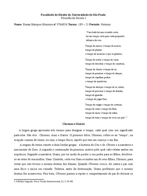 Chronos E Kairos Pdf Tempo Apóstolo Paulo