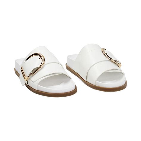 Sandali Bassi Donna Bianchi Con Fibbia Primadonna Collection