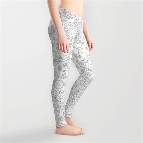 Clockwork B W Cogs And Clockwork Parts Leggings
