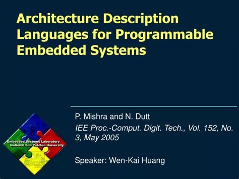 Ppt Architecture Description Languages For Programmable Embedded Systems Powerpoint