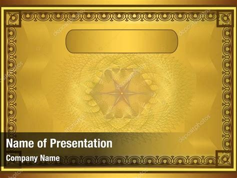 Gold Certificate Frame Powerpoint Template Gold Certificate Frame