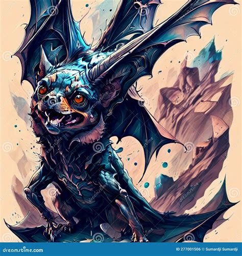 Artificial Intelligence Full Body Bat Image Digital Illustration White Background Stock