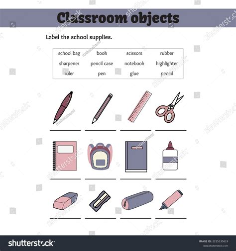 Editable Illustrated Classroom Objects Template Stock Vector Royalty Free 2215335619