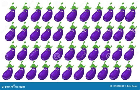 Funny Happy Eggplant Vegetable Drawing Illustration Isolated Stock