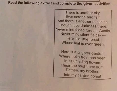 Read The Following Extract And Complete The Studyx