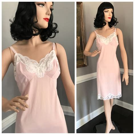 Vintage Pink Dress Slip Pin Up Full Slip 38 Bust Ml Etsy