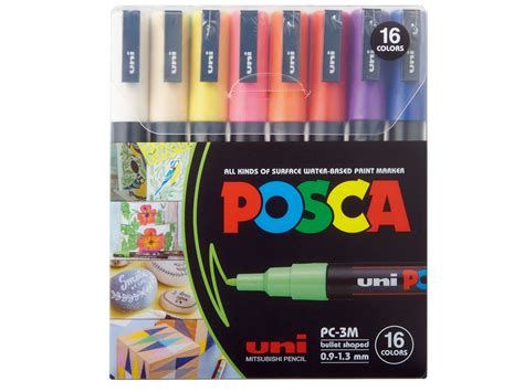 UNI BALL Marker Posca 0 9 1 3mm PC 3M 16C 16 Farben Ass Papedis AG