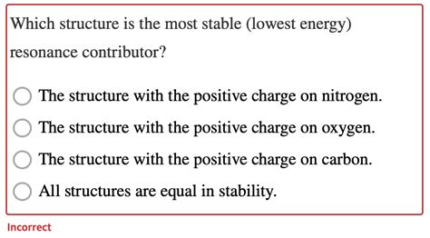 Solved For The Cation Shown Four Resonance Structures Are Chegg