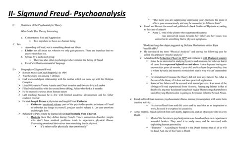 Sigmund Freud Psychoanalysis Lecture Notes
