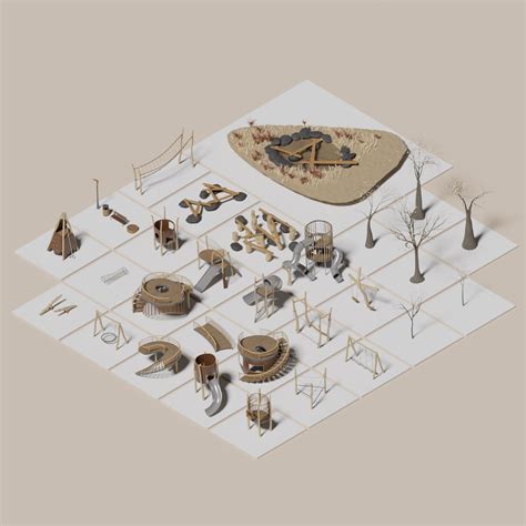 3d Model Wooden Playground Toffu Co