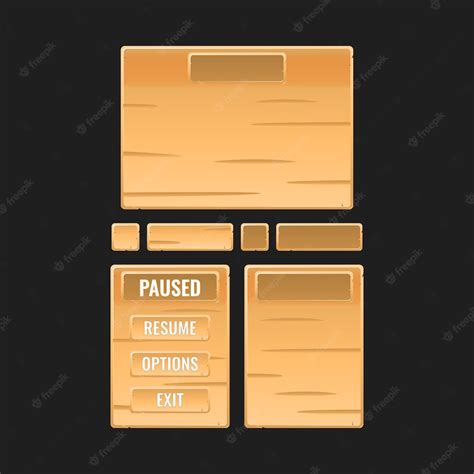 Premium Vector Set Of Wooden Board Pop Up Frame For Game Ui Asset Elements