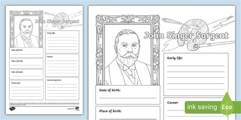 John Singer Sargent Fact File Template Teacher Made
