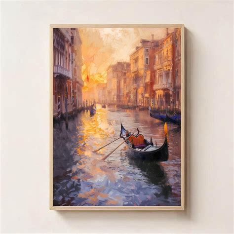 Venice Wall Art Romantic Canal Scene Italy Gondola Decor Unframed Paper Poster 8x10in