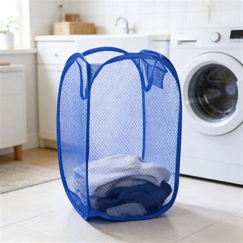 Foldable Mesh Laundry Hamper With Side Pocket Collapsible Clothes