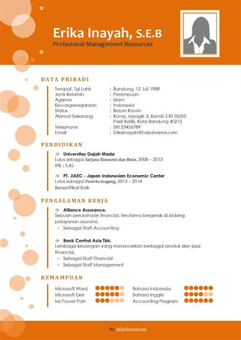 Ide Spesial Contoh Cv Unik Riset