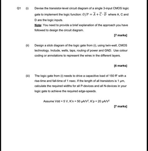 q1 i devise the transistor level circuit diagram of a single 3 input