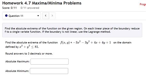 Solved Homework 47 Maximaminima Problems Score 011011
