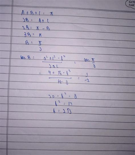 "16. If the angles of a triangle ( A B C ) are in A.P., ( a = 2 , c = 4 , ) then ( b = )n( begin ...