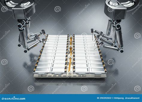 Automation Battery Manufacturing With Electric Car Battery Produced By