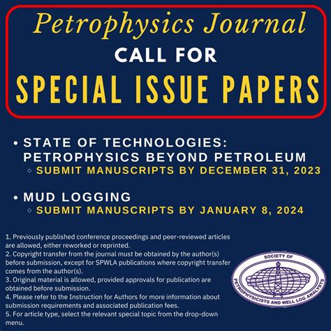 The Petrophysics Journal Has Two Special Issues Upcoming Submit Your
