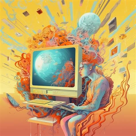 Premium Ai Image There Is A Woman Sitting On A Chair With A Computer Generative Ai