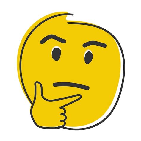 Pensando Emoji Doodle Emoticon Símbolos Chat Pegatina Cara Y Pulgar Emoticono De Estilo Plano