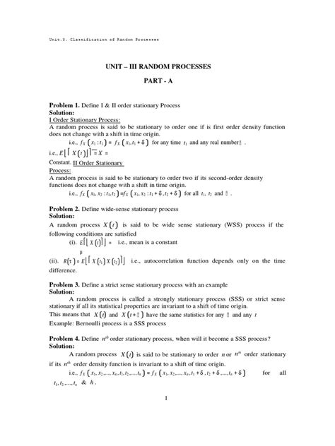 Random Process Characteristic Equation Notes Pdf Stationary Process Stochastic Process