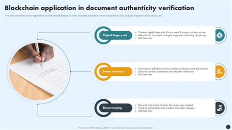 Blockchain Application In Document Authenticity Verification Ppt Slide