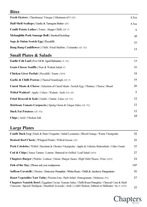 Chapters Bistro Our New Menu Launches Tonight With Some