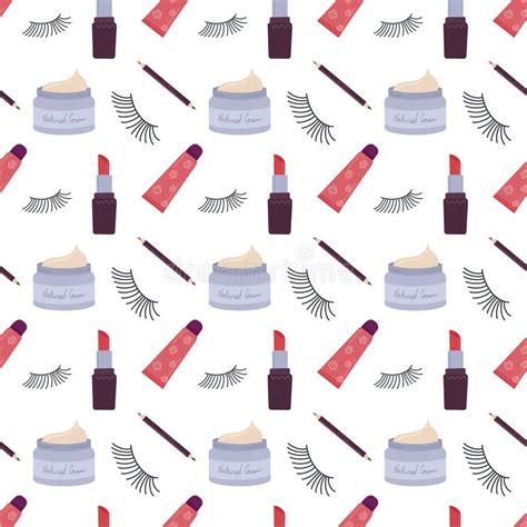 Makeup Cosmetic Pattern Endless Texture Design Stock Illustration Illustration Of Drawing