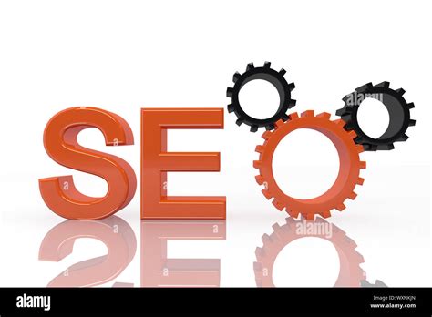 Seo Search Engine Optimization Symbol With Gears 3d Render Stock