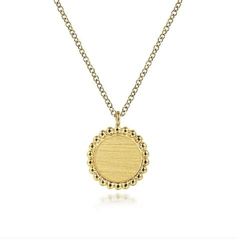 Gabriel 14k Yellow Gold Round Pendant Necklace With Bujukan Bead Frame