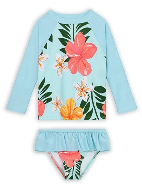 Gyratedream 1 7t Girlslong Sleeve Rashguard Upf 50 Two Piece Swimsuit