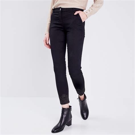 Pantalon Chino Ajusté Noir Femme Bréal