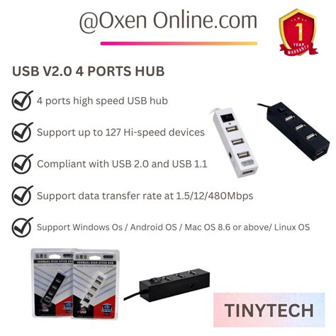 TINYTECH USB V2 0 4 PORTS HUB Computers Tech Parts Accessories Cables Adaptors On Carousell
