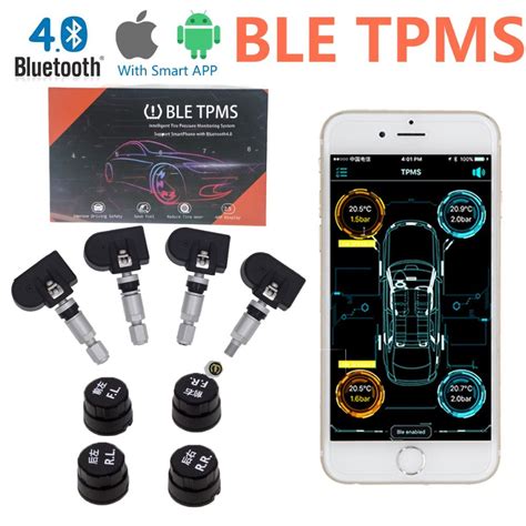 Smart BLE TPMS Bluetooth TPMS Car Tire Tyre Pressure Monitoring System For IOS Android Phone App