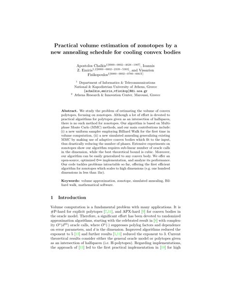 pdf practical volume estimation of zonotopes by a new annealing