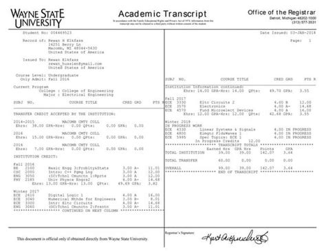 Parchment Official Transcript Pdf