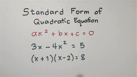 Standard Form Quadratic Function