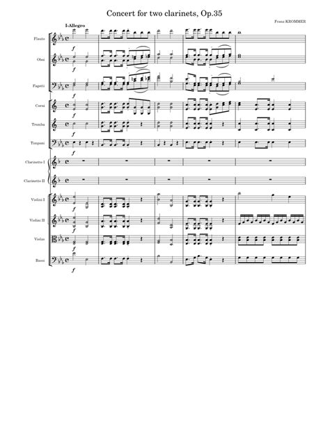 Krommer Concerto For Two Clarinets Op 35 Sheet Music For Flute Oboe