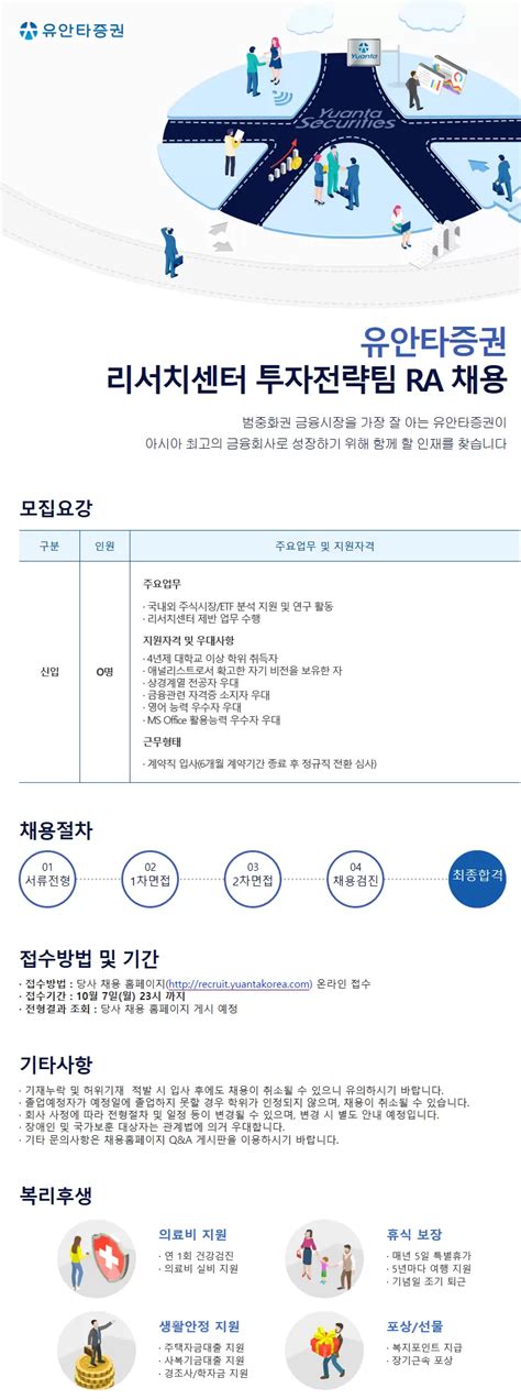 유안타증권 채용공고 리서치센터 투자전략팀 Ra 채용 2024년 채용