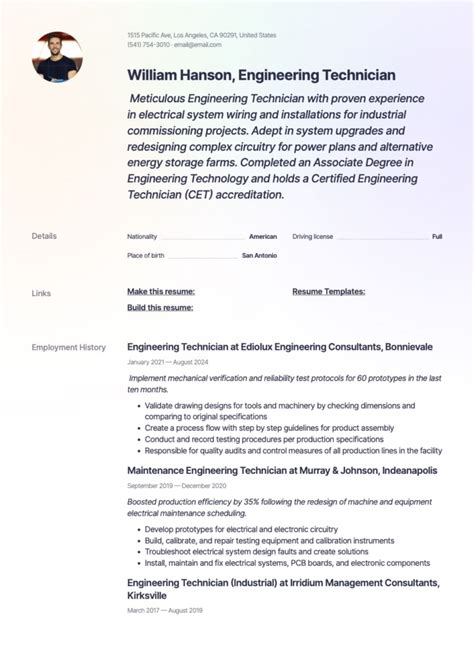 12 Engineering Technician Resumes Examples For 2025
