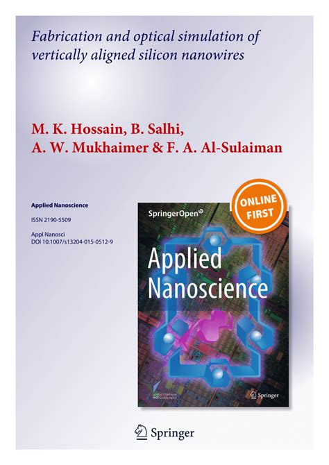 Pdf Fabrication And Optical Simulation Of Vertically Aligned Silicon