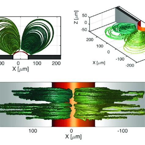 Three Dimensional Trajectories Of Four Different Particles Along