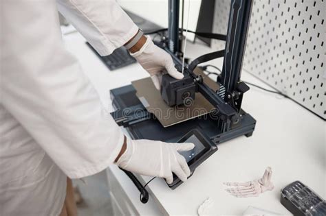 Engineer Setting Up 3d Printer With User Interface Stock Image Image